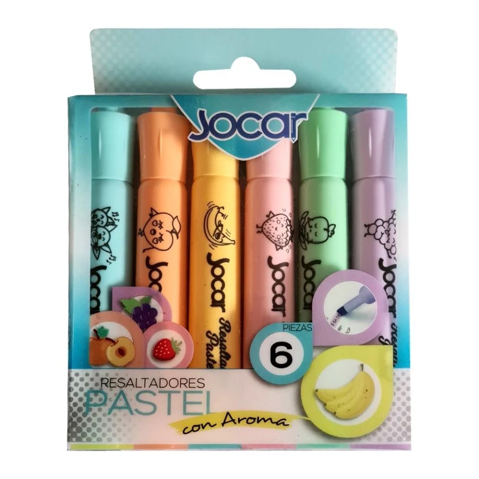 Marcatextos Colores Pastel con Aroma Blister con 6 Piezas Jocar – PC ...